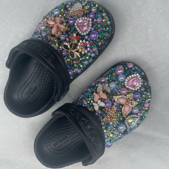 CROCS | Shoes | Toddler Black Custom Crocs Sz 8 | Poshmark